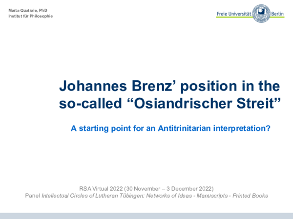 (PDF) Johannes Brenz’ position in the so-called “Osiandrischer Streit ...