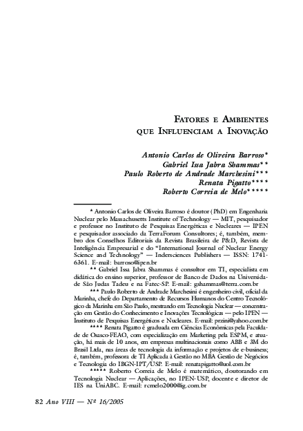 (PDF) Fatores e ambientes que influenciam a inovação | Gabriel Issa ...