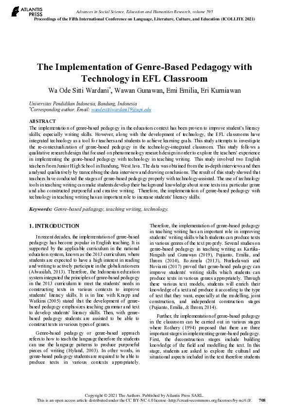 (PDF) The Implementation of Genre-Based Pedagogy with Technology in EFL Classroom