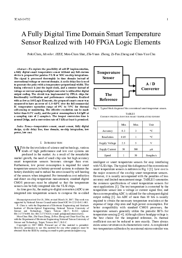 (PDF) A Fully Digital Time-Domain Smart Temperature Sensor Realized With 140 FPGA Logic Elements ...