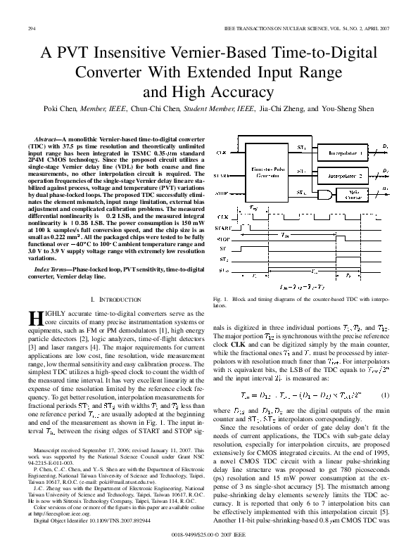 (PDF) A PVT Insensitive Vernier-Based Time-to-Digital Converter With ...
