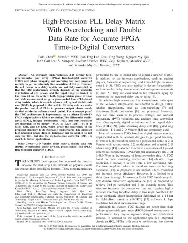 Pdf High Precision Pll Delay Matrix With Overclocking And Double Data Rate For Accurate Fpga