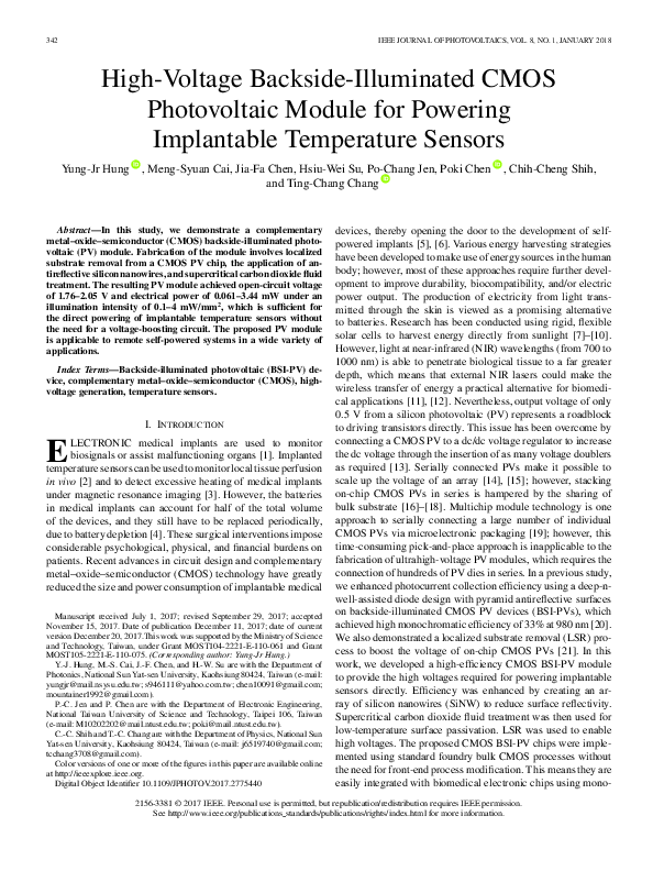 (PDF) High-Voltage Backside-Illuminated CMOS Photovoltaic Module for Powering Implantable ...