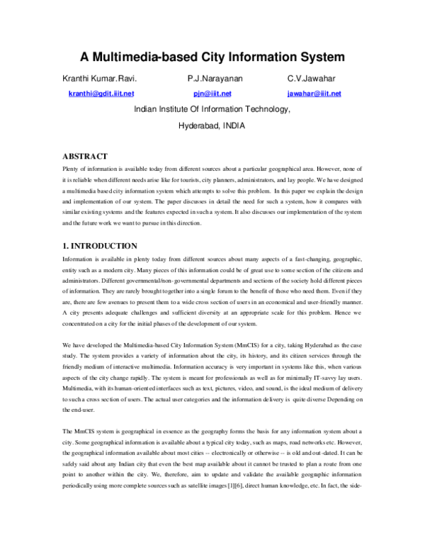 (PDF) A Multimedia-based City Information System