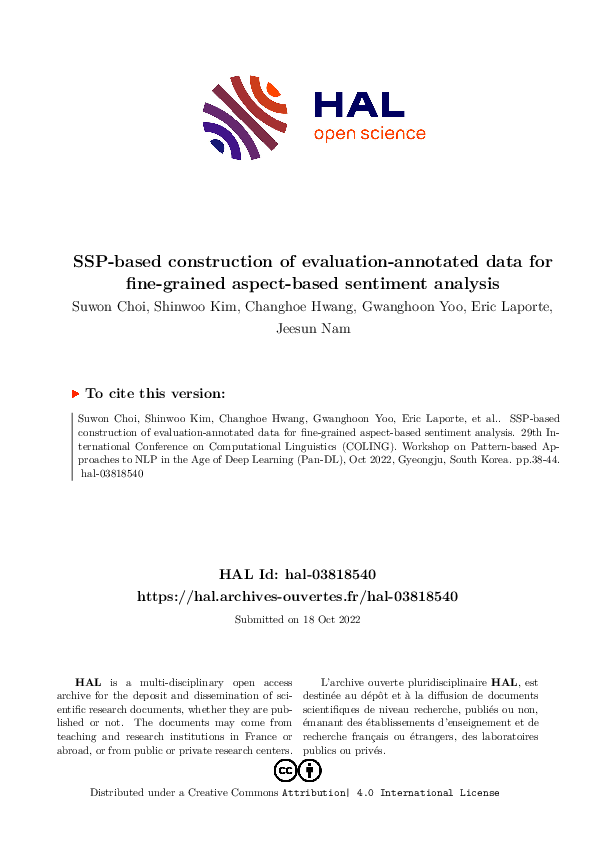 Pdf Ssp Based Construction Of Evaluation Annotated Data For Fine