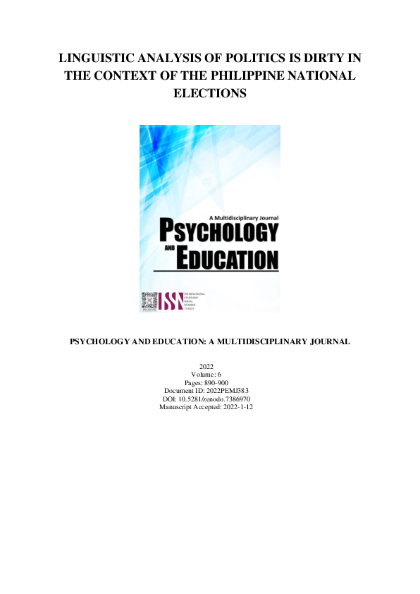 (PDF) LINGUISTIC ANALYSIS OF POLITICS IS DIRTY IN THE CONTEXT OF THE ...