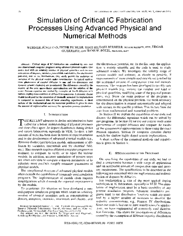 (PDF) Simulation of Critical IC Fabrication Processes Using Advanced ...