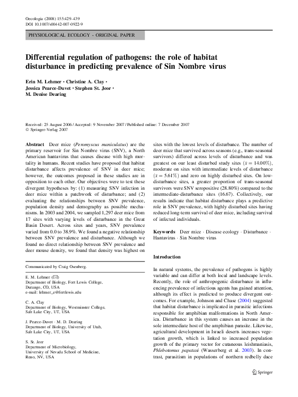 (PDF) Differential regulation of pathogens: the role of habitat ...