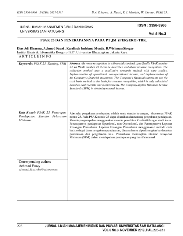 (PDF) Psak 23 Dan Penerapannya Pada PT JM (Persero) TBK