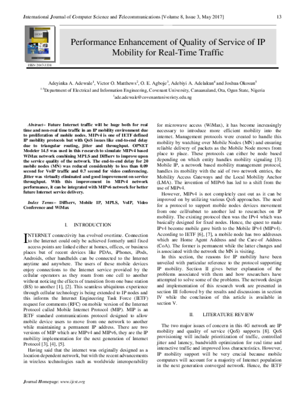 (PDF) Performance Enhancement of Quality of Service of IP Mobility for ...
