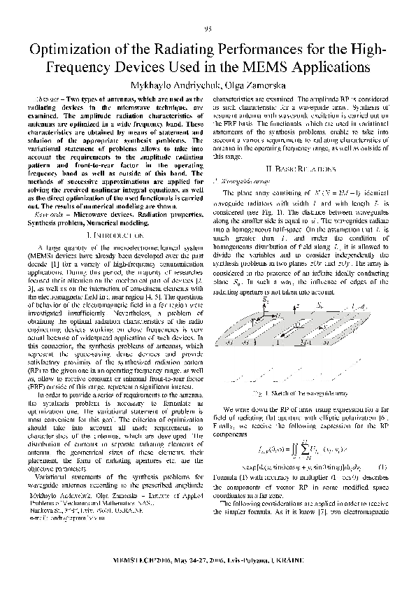 (PDF) Optimization of the Radiating Performances for the High-Frequency ...