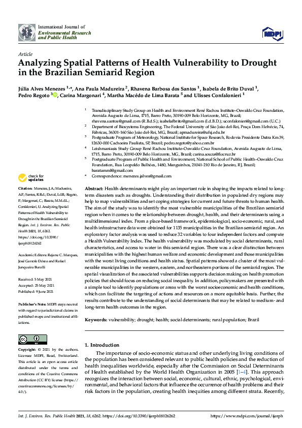 (PDF) Analyzing Spatial Patterns of Health Vulnerability to Drought in the Brazilian Semiarid Region