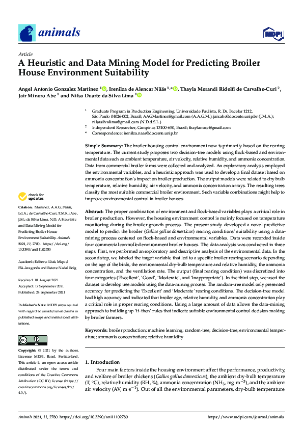(PDF) A Heuristic and Data Mining Model for Predicting Broiler House Environment Suitability