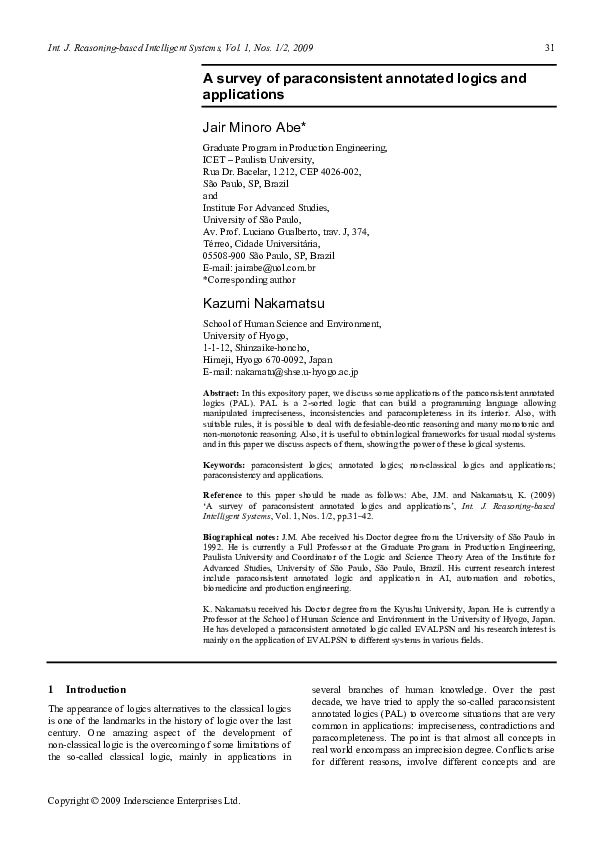 Pdf A Survey Of Paraconsistent Annotated Logics And Applications 8122