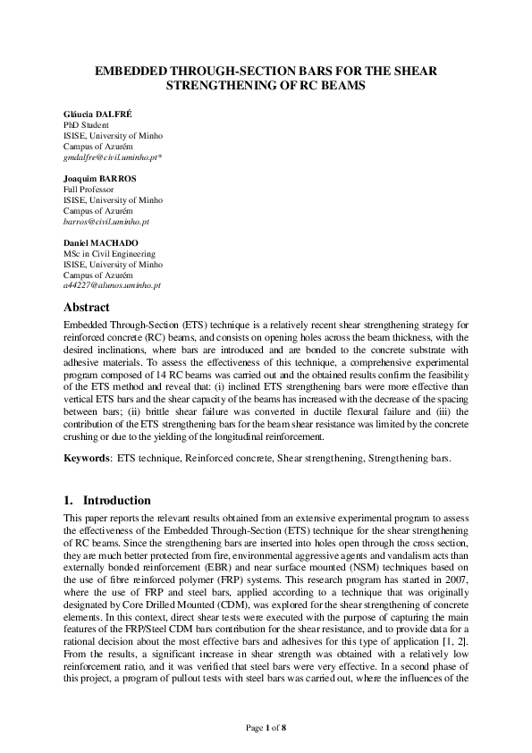 (PDF) Embedded through-section bars for the shear strengthening of RC beams