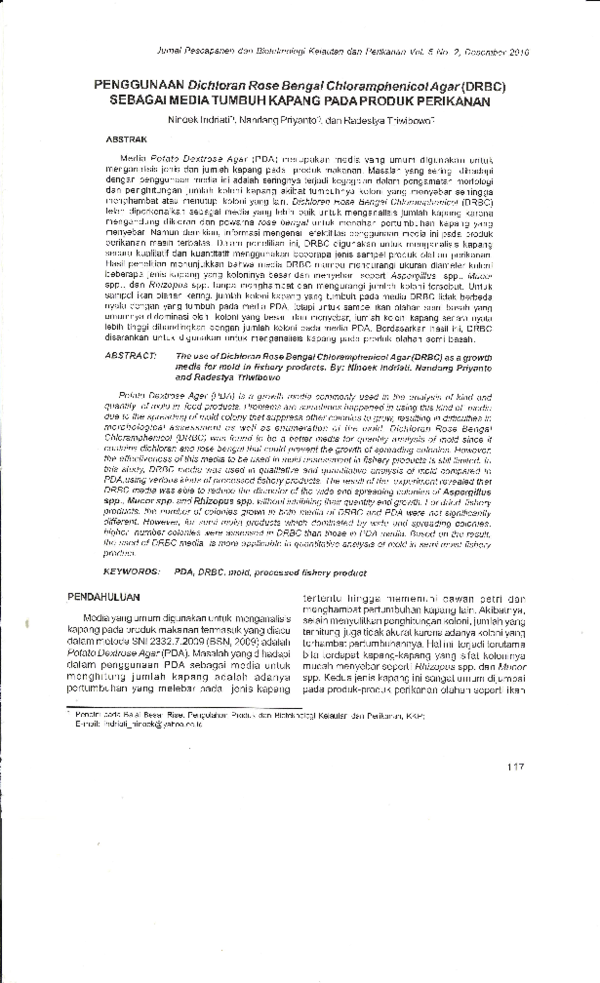 (PDF) Penggunaan Dichloran Rose Bengal Chloramphenicol Agar (DRBC ...