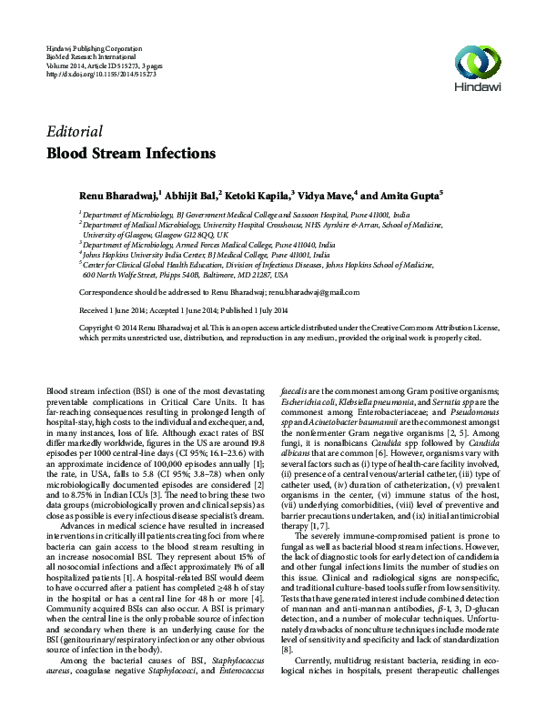 (PDF) Blood Stream Infections