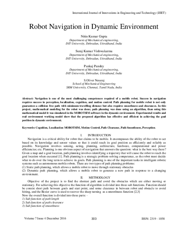 (PDF) Efficient Robot Navigation in Dynamic Environments