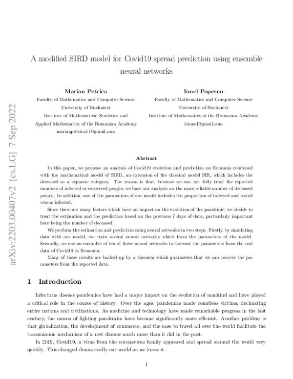 (PDF) A modified SIRD model for Covid19 spread prediction using ...
