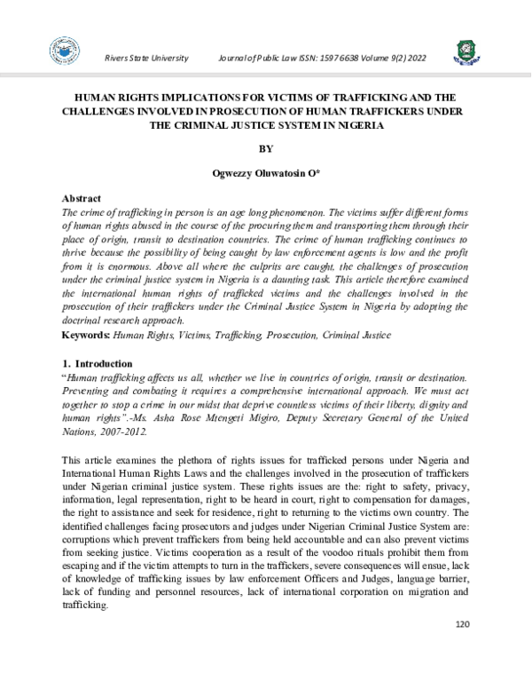 (DOC) HUMAN RIGHTS IMPLICATIONS FOR VICTIMS OF TRAFFICKING AND THE ...