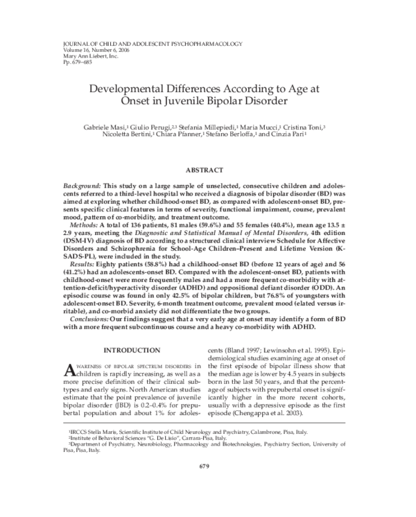 (PDF) Developmental Differences According to Age at Onset in Juvenile ...