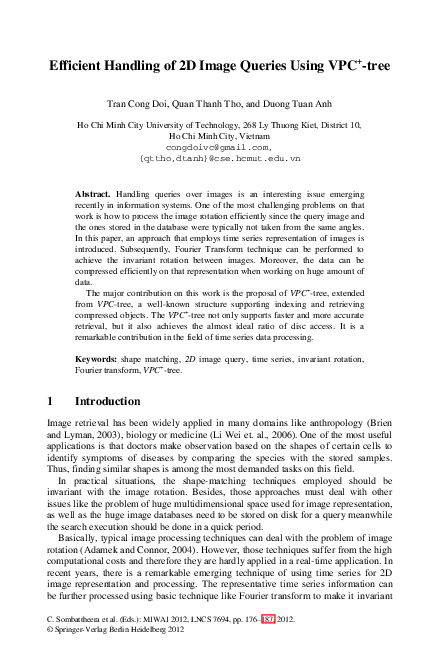 (PDF) Efficient Handling of 2D Image Queries Using VPC + -tree