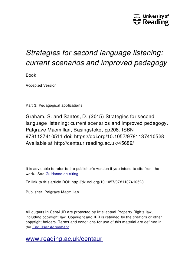 (PDF) Strategies for Second Language Listening