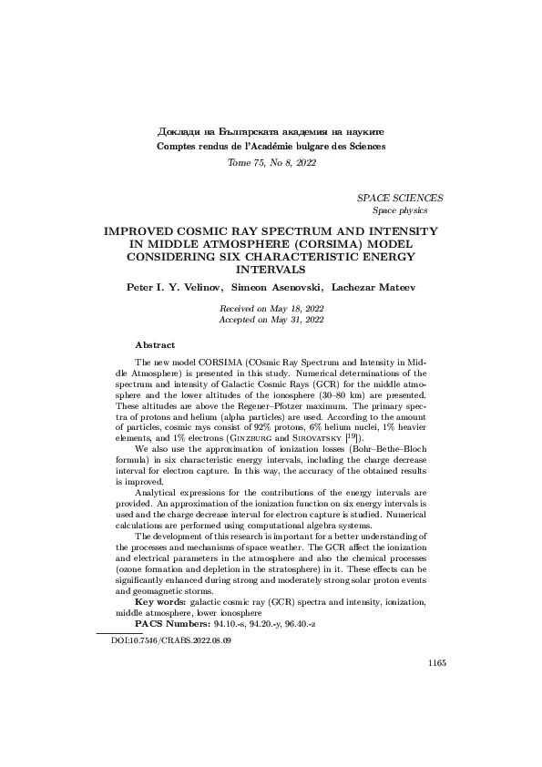 (PDF) Improved Cosmic Ray Spectrum and Intensity in Middle Atmosphere ...