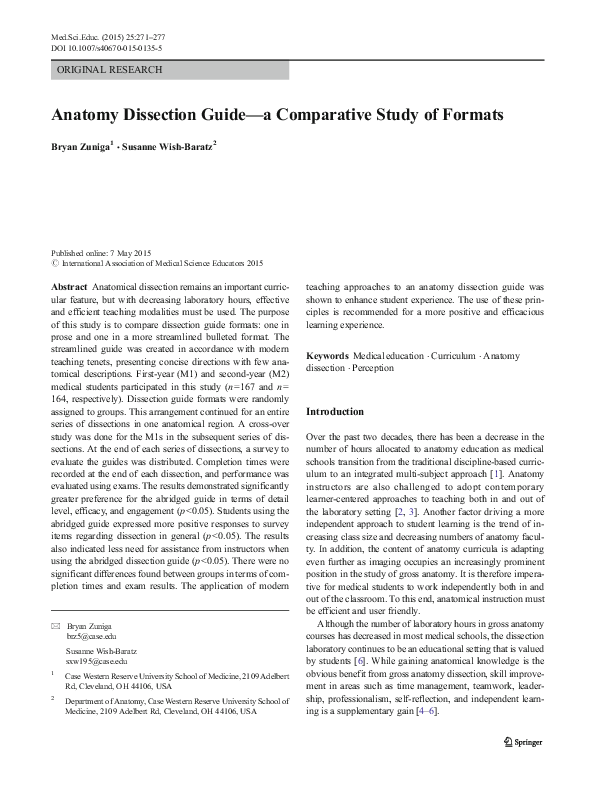 (PDF) Anatomy Dissection Guide—a Comparative Study of Formats