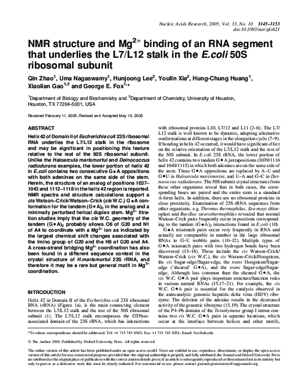 (PDF) Proton NMR observation of the Escherichia coli ribosome | Thomas Tritton - Academia.edu