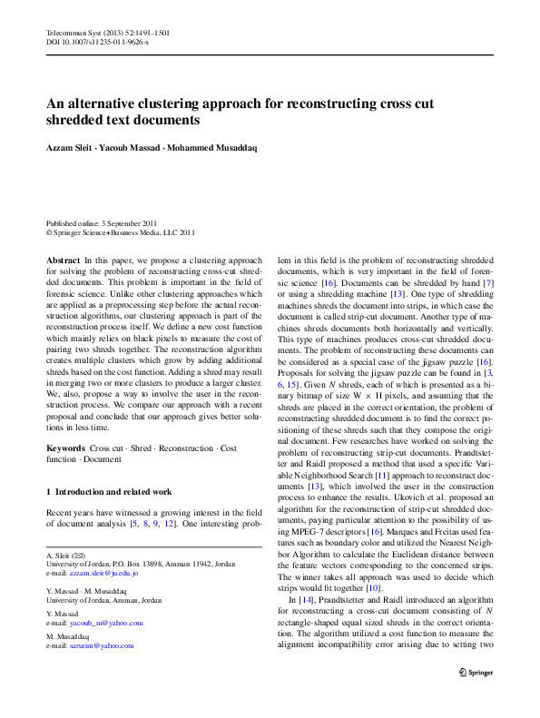 Pdf An Alternative Clustering Approach For Reconstructing Cross Cut 8607