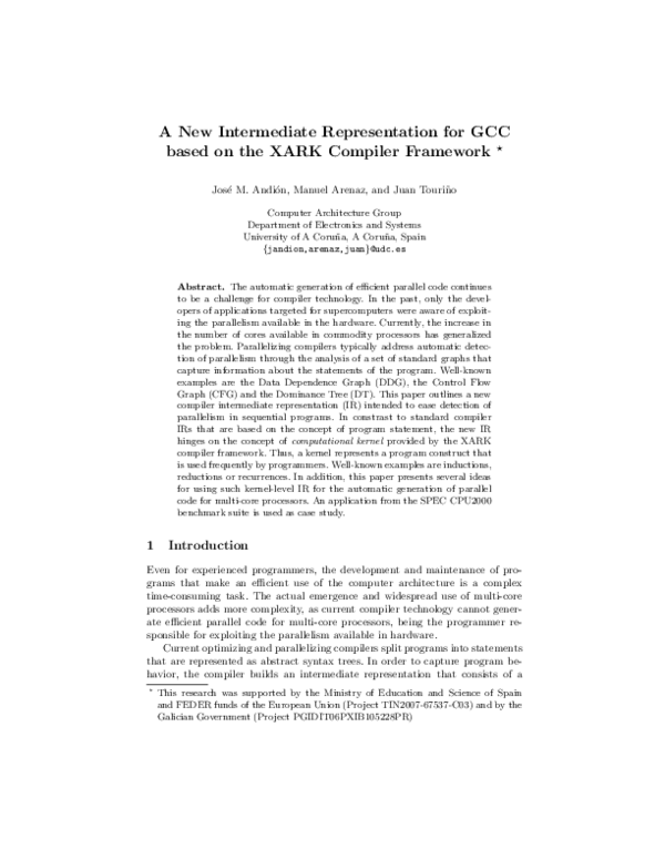 (PDF) A New Intermediate Representation for GCC based on the XARK Compiler Framework