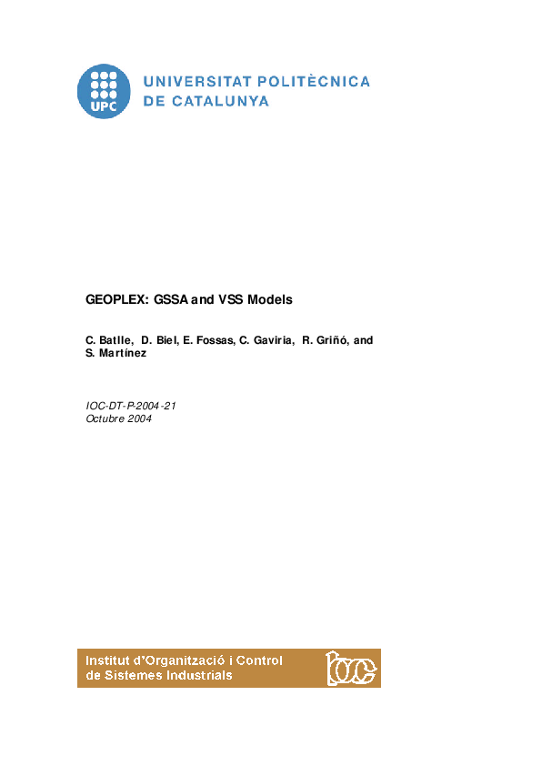 (PDF) GEOPLEX: GSSA and VSS models