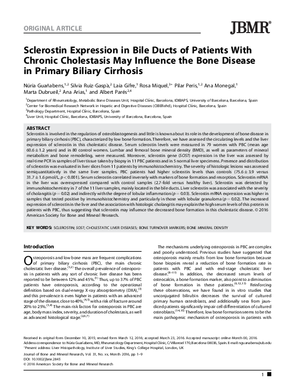 (PDF) Sclerostin Expression in Bile Ducts of Patients with Chronic ...