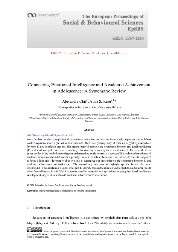 (PDF) Connecting Emotional Intelligence and Academic Achievement in ...