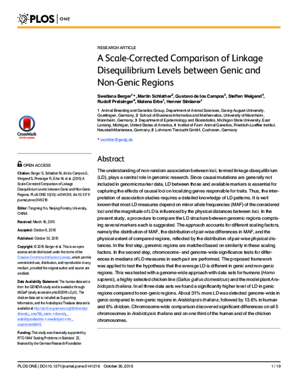 (PDF) A Scale-Corrected Comparison of Linkage Disequilibrium Levels between Genic and Non-Genic ...