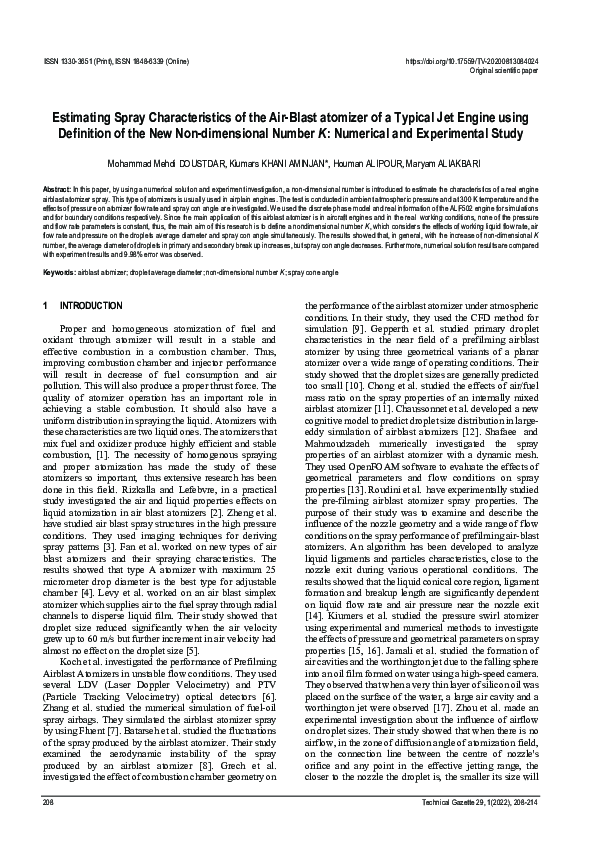 (PDF) Estimating Spray Characteristics of the Air-Blast atomizer of a ...