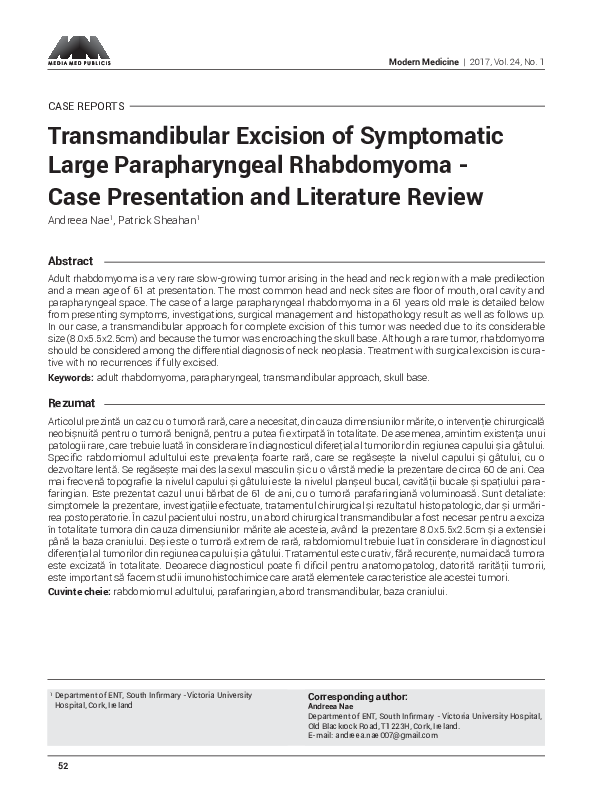 (PDF) Transmandibular Excision of Symptomatic Large Parapharyngeal ...