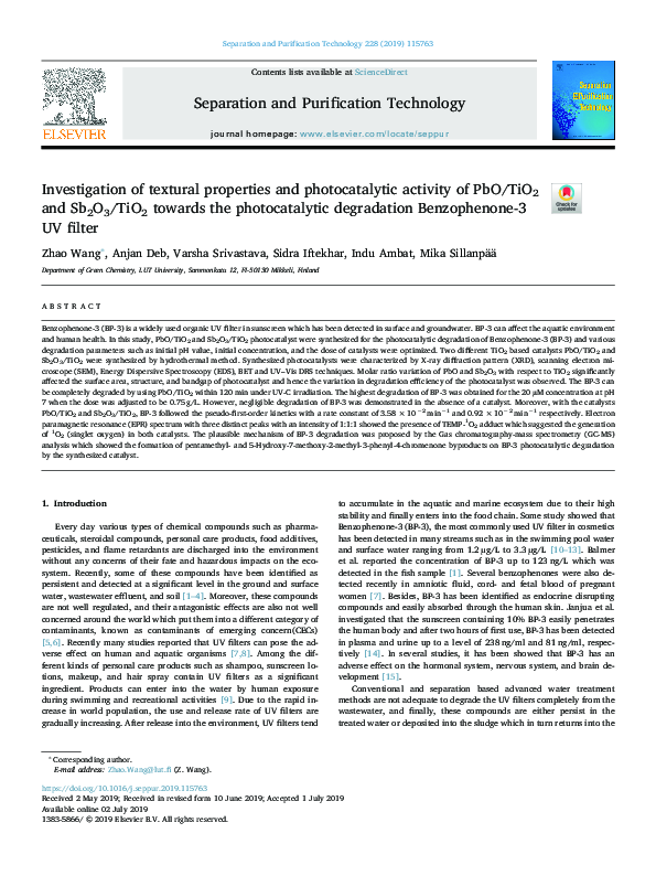 (PDF) Investigation of textural properties and photocatalytic activity ...
