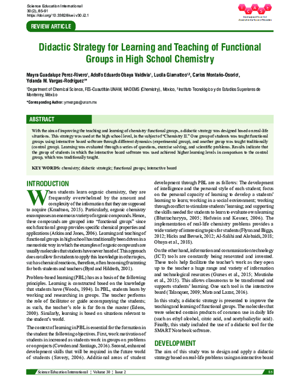 (PDF) Didactic Strategy for Learning and Teaching of Functional Groups ...