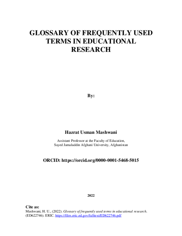 (PDF) Glossary of Frequently Used Terms in Educational Research