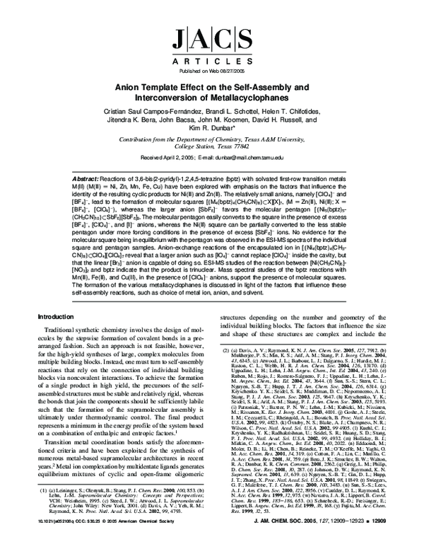 (PDF) Anion Template Effect on the Self-Assembly and Interconversion of ...
