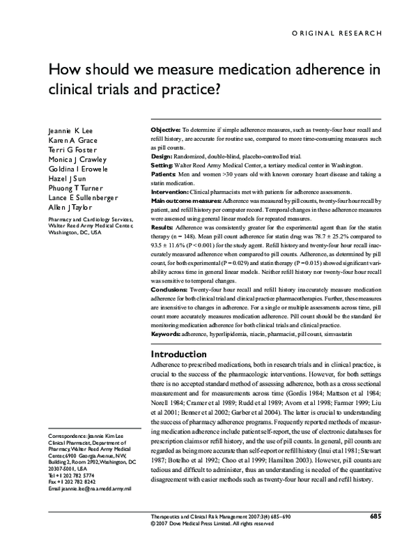 (PDF) How Should We Measure Medication Adherence in Clinical Trials and ...