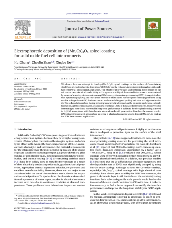 (PDF) Electrophoretic deposition of (Mn,Co)3O4 spinel coating for solid ...
