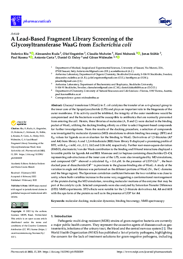 (PDF) A Lead-Based Fragment Library Screening of the ...