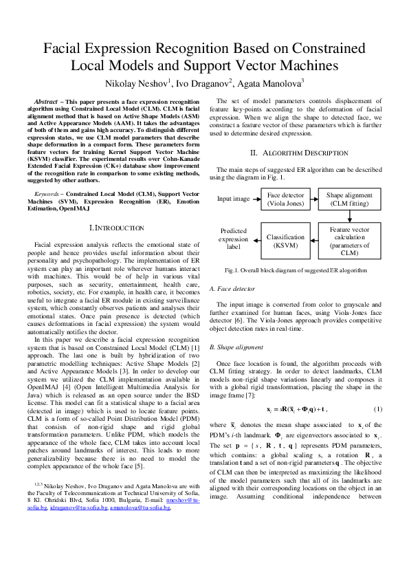(PDF) Facial Expression Recognition Based on Constrained Local Models and Support Vector Machines