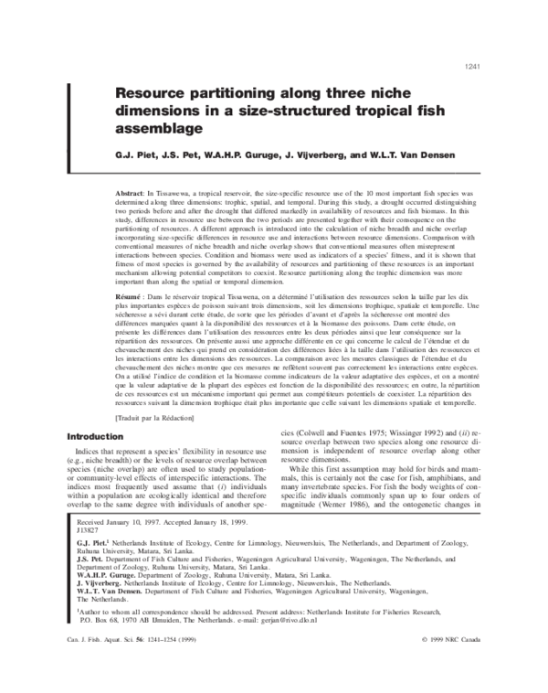(PDF) Resource partitioning along three niche dimensions in a size ...