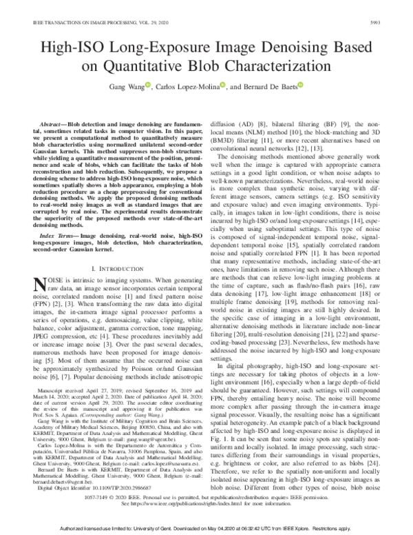 (PDF) High-ISO Long-Exposure Image Denoising Based on Quantitative Blob ...