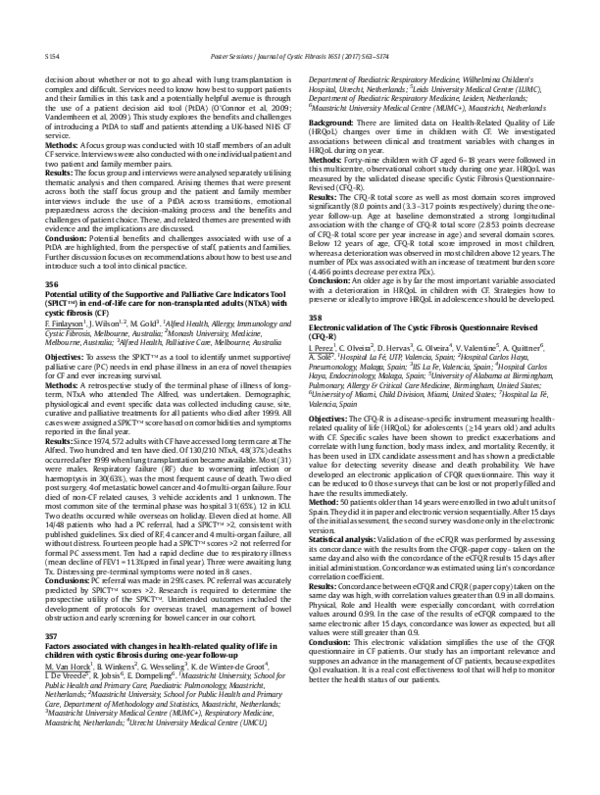 (PDF) 358 Electronic validation of The Cystic Fibrosis Questionnaire ...
