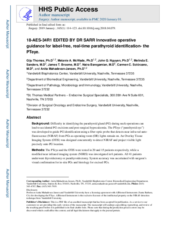 (PDF) Innovative surgical guidance for label-free real-time parathyroid ...